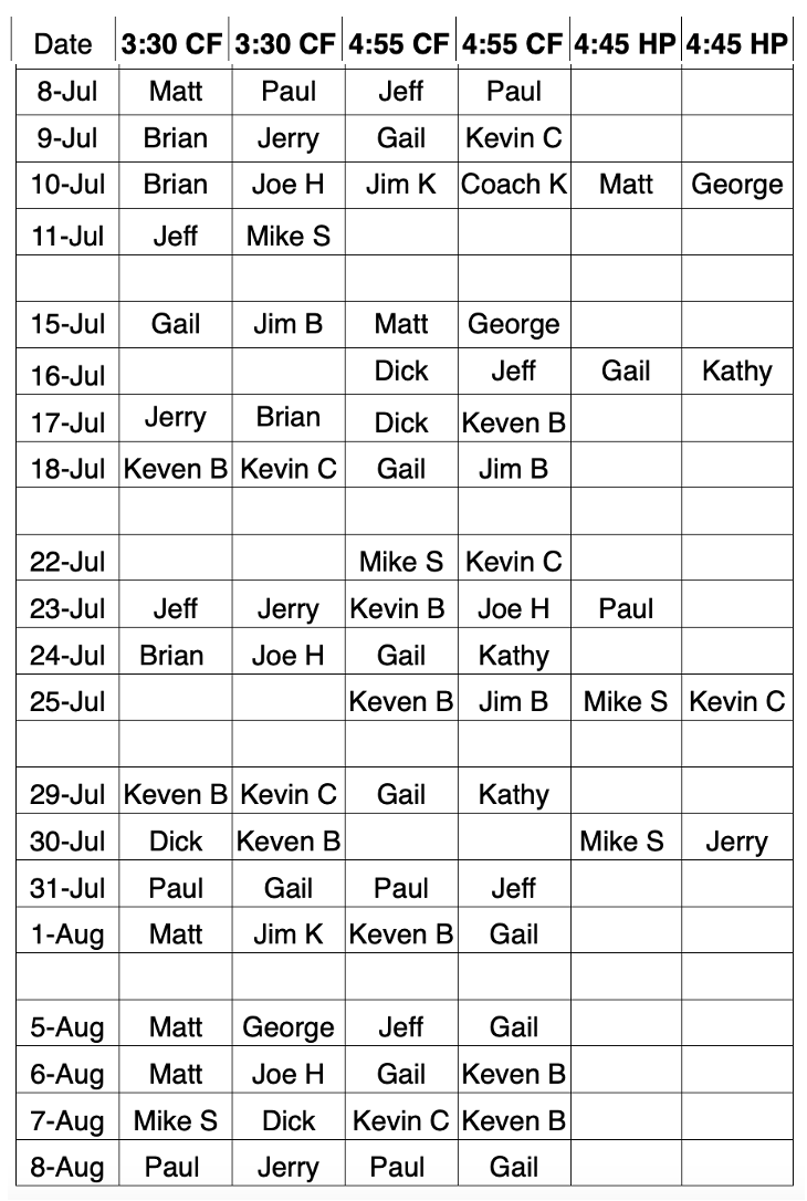 Umpire Schedule – Vernon Seniors Softball